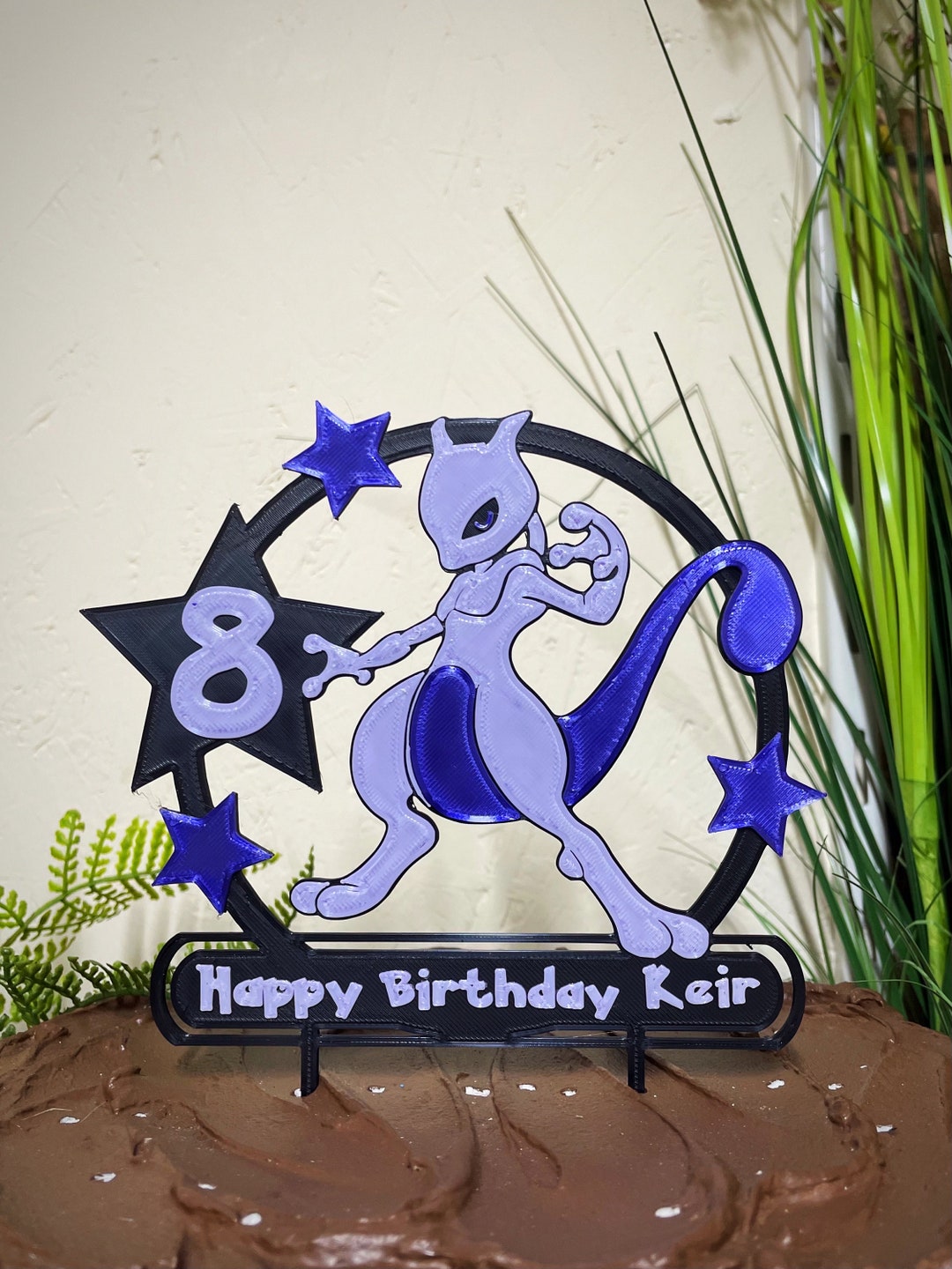 3D Pokémon Inspired Cake Topper Mewtwo Personalise - Etsy