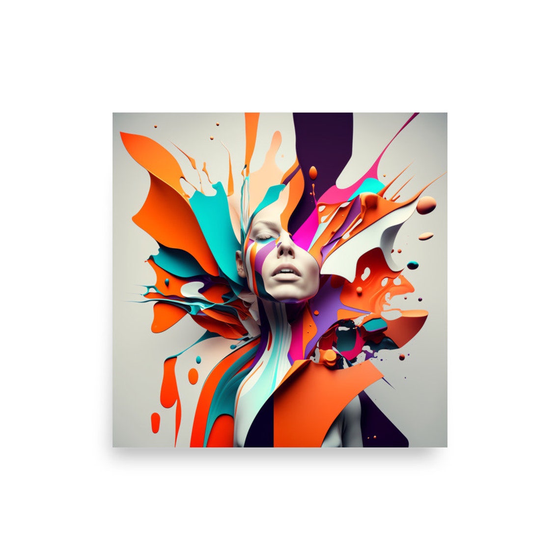 Abstracts Poster Modern Home Decor Simple Artwork Abstract Faces Print ...