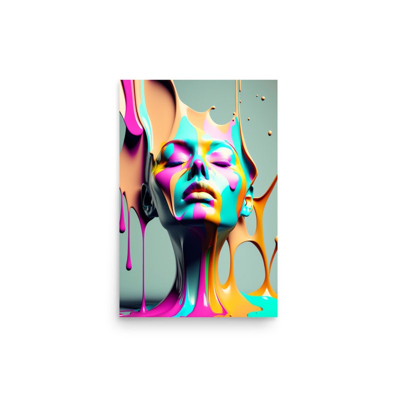 Art Drip Modern Paint Woman Poster Home Decor Artwork Abstract Face ...