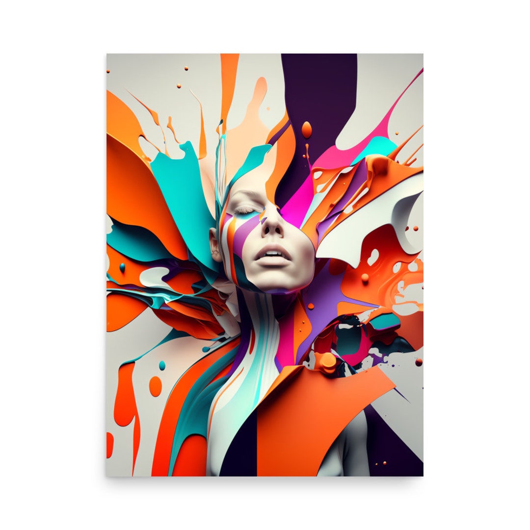 Abstracts Poster Modern Home Decor Simple Artwork Abstract Faces Print ...