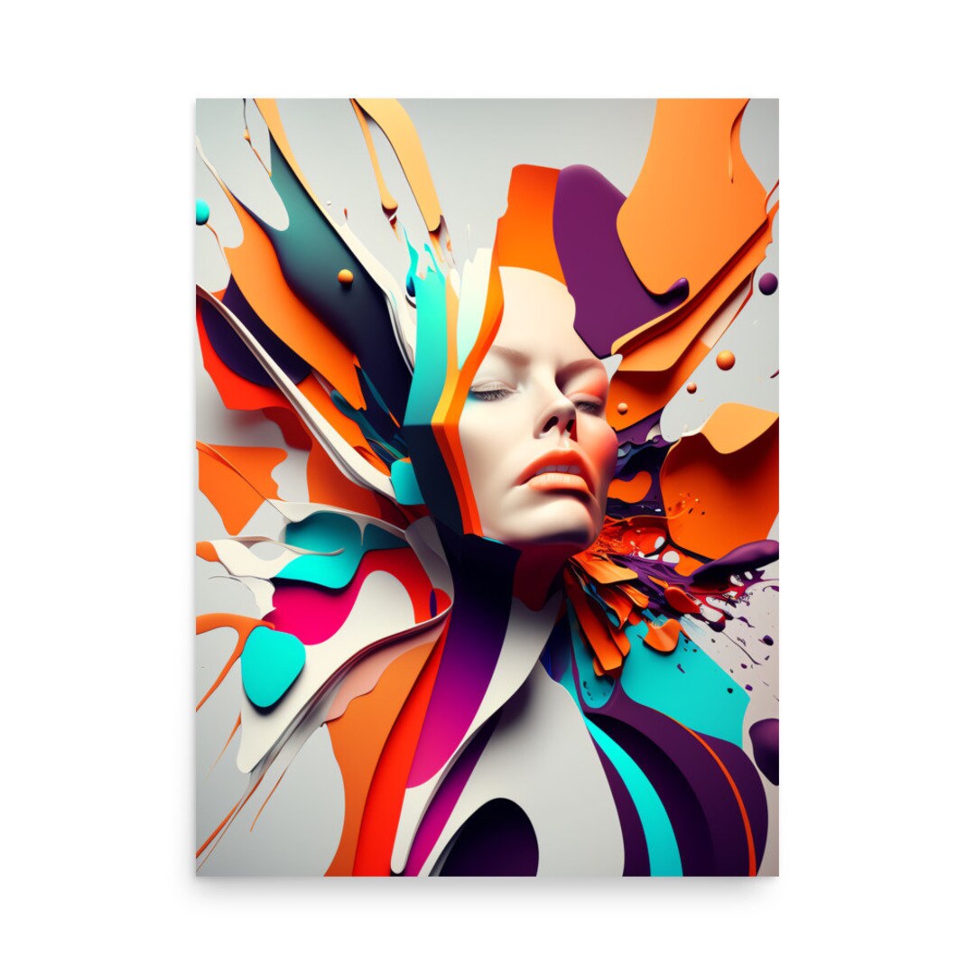 Abstracts Modern Poster Home Decor Simple Artwork Abstract Faces Print ...