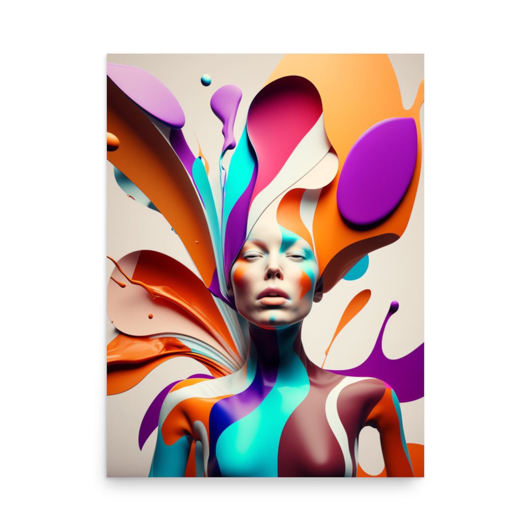 Abstracts Art Poster Modern Home Decor Artwork Abstract Faces Print ...