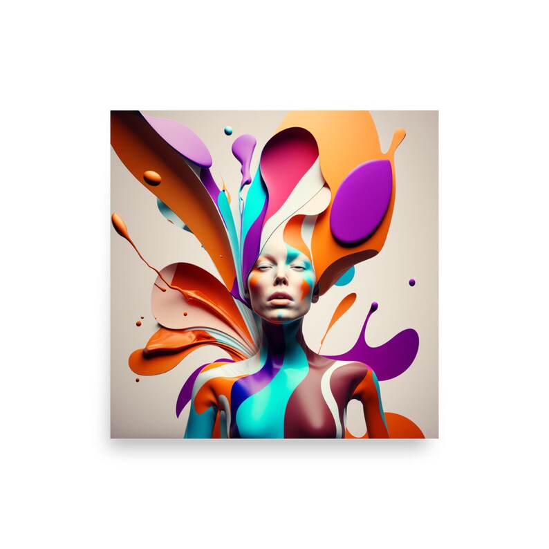 Abstracts Art Poster Modern Home Decor Artwork Abstract Faces Print ...