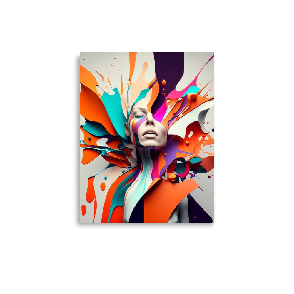 Abstracts Poster Modern Home Decor Simple Artwork Abstract Faces Print ...