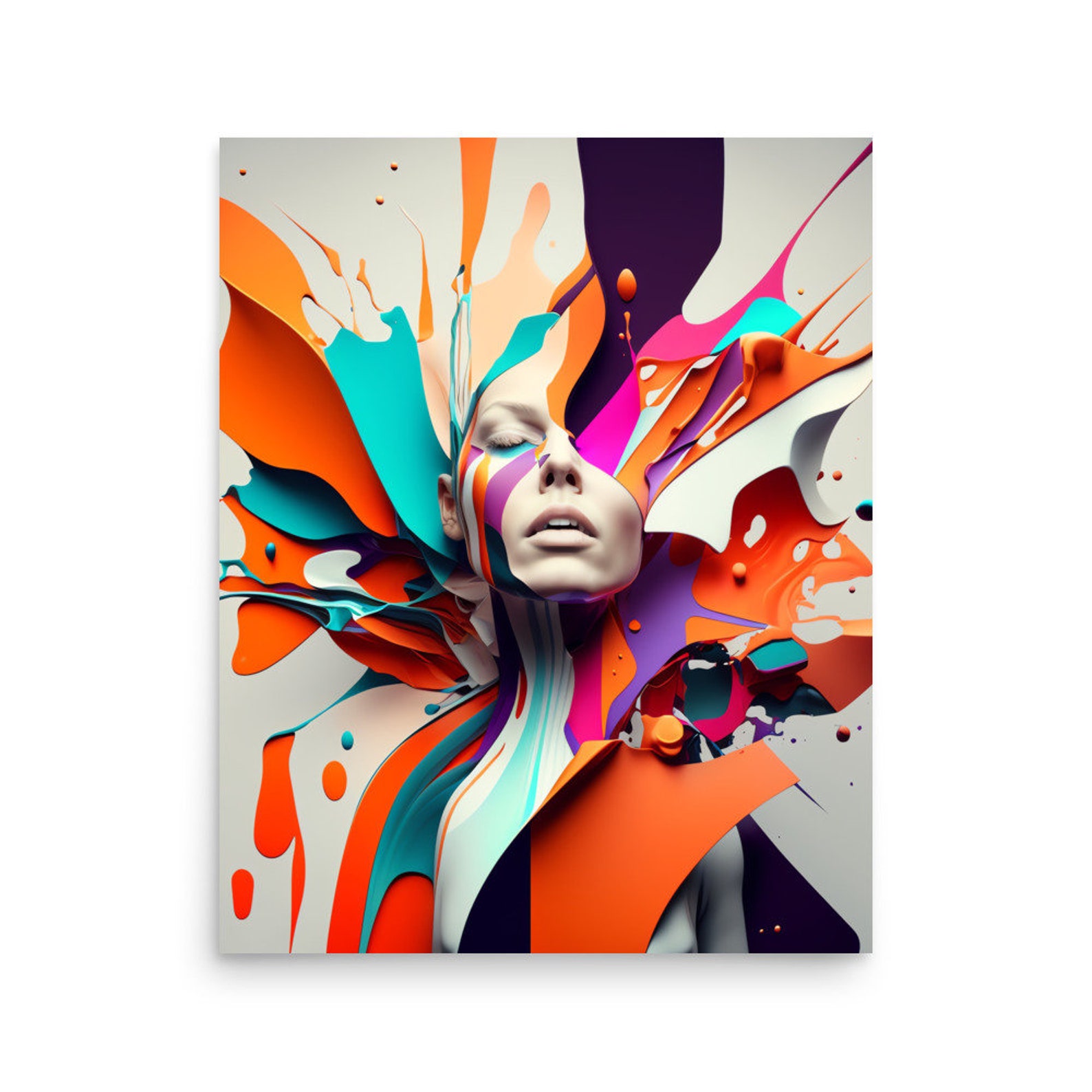 Abstracts Poster Modern Home Decor Simple Artwork Abstract Faces Print ...