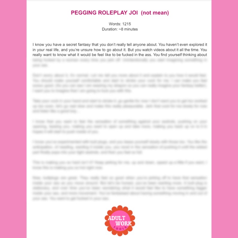 Pegging / Strapon Roleplay JOI Script for Video / Sexting / Audio for Onlyfans, Fansly ...