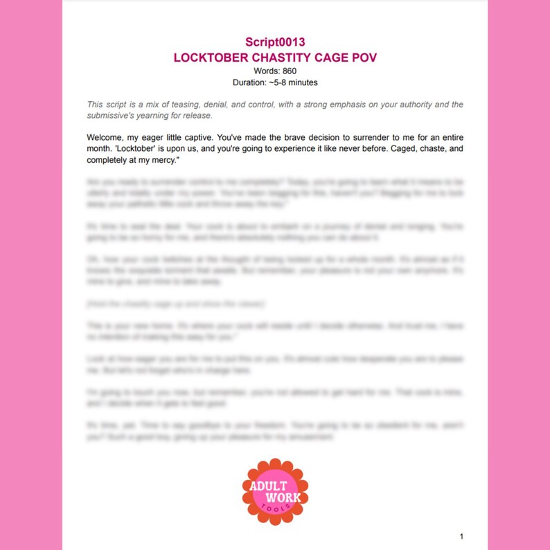 Locktober Chastity Femdom Onlyfans Script for Video / Sexting / Audio for Onlyfans, Fansly ...