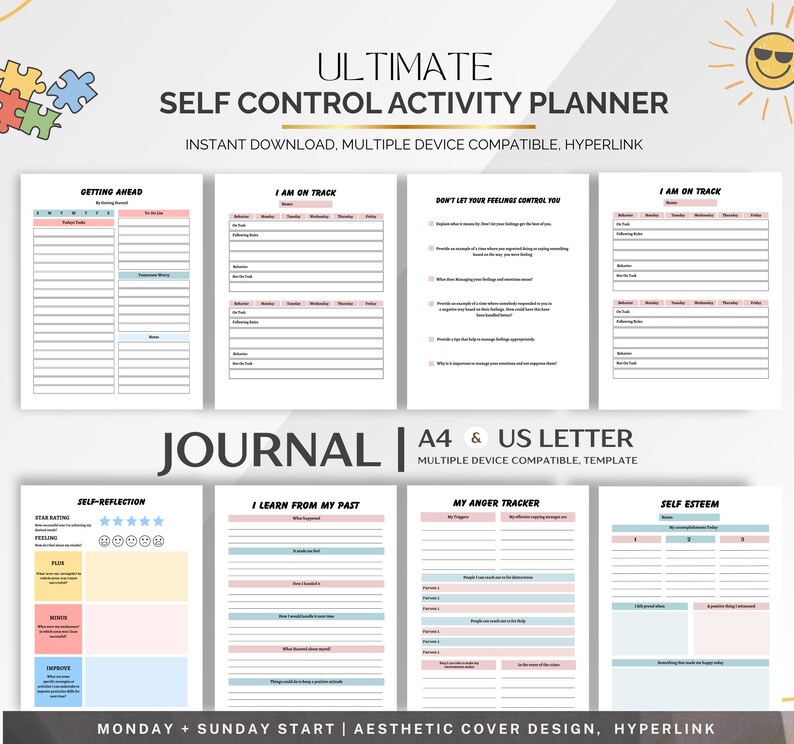 Self-control Activity Planner Printable and Digital | Emotional ...