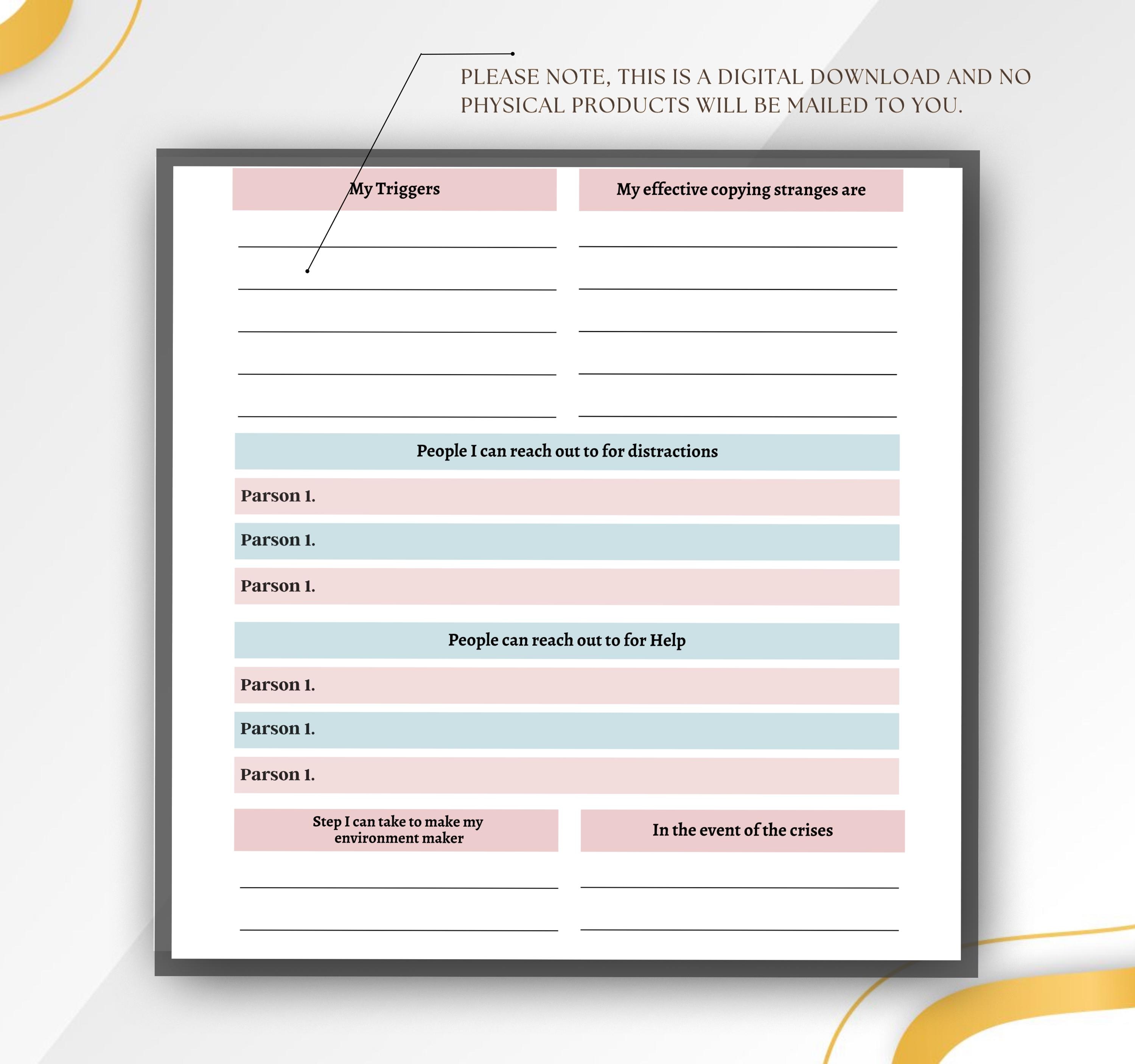 Self-control Activity Planner Printable and Digital | Emotional ...