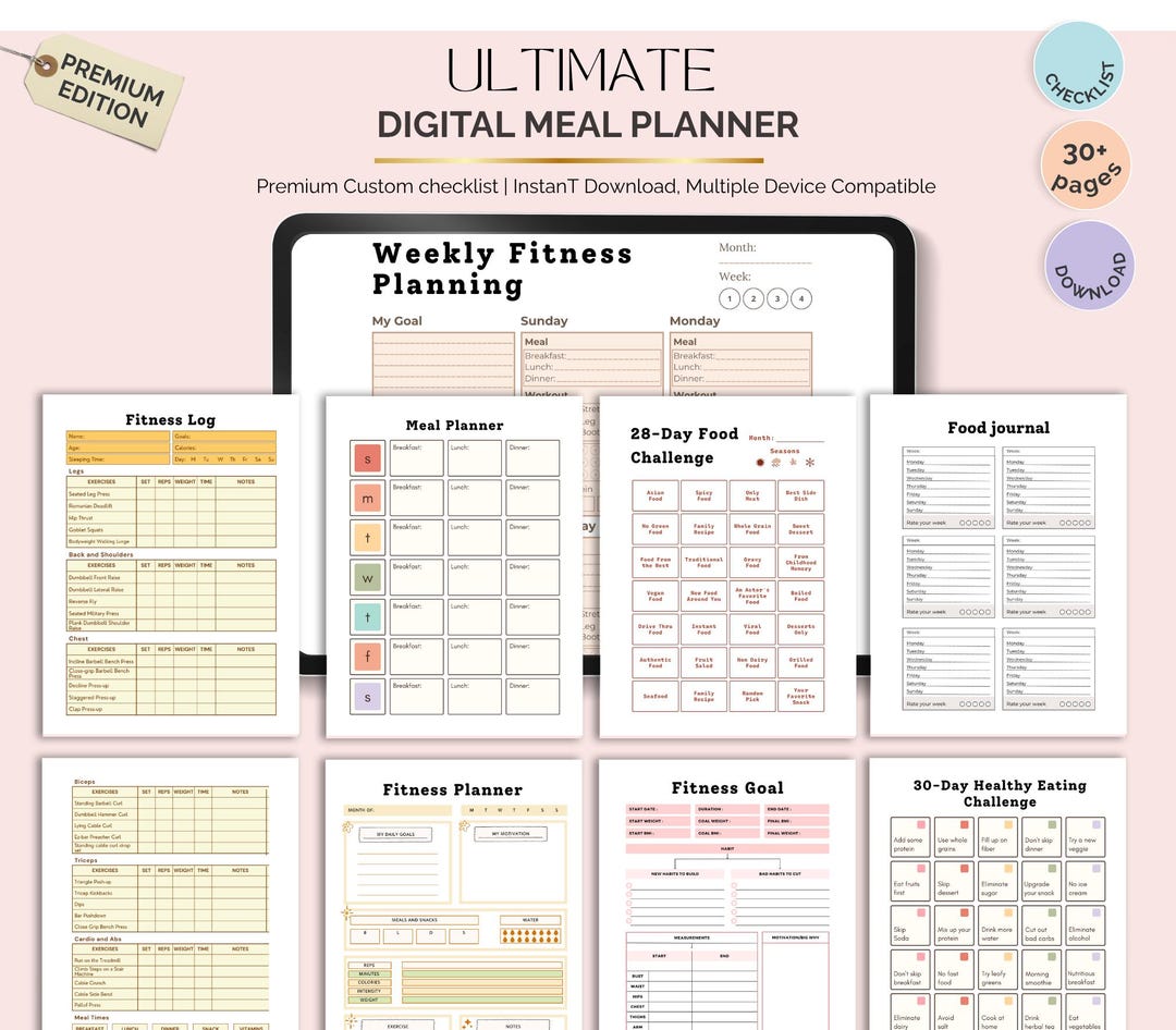 Digital Meal Planner for iPad and Tablet | Printable Weekly Meal Plan ...