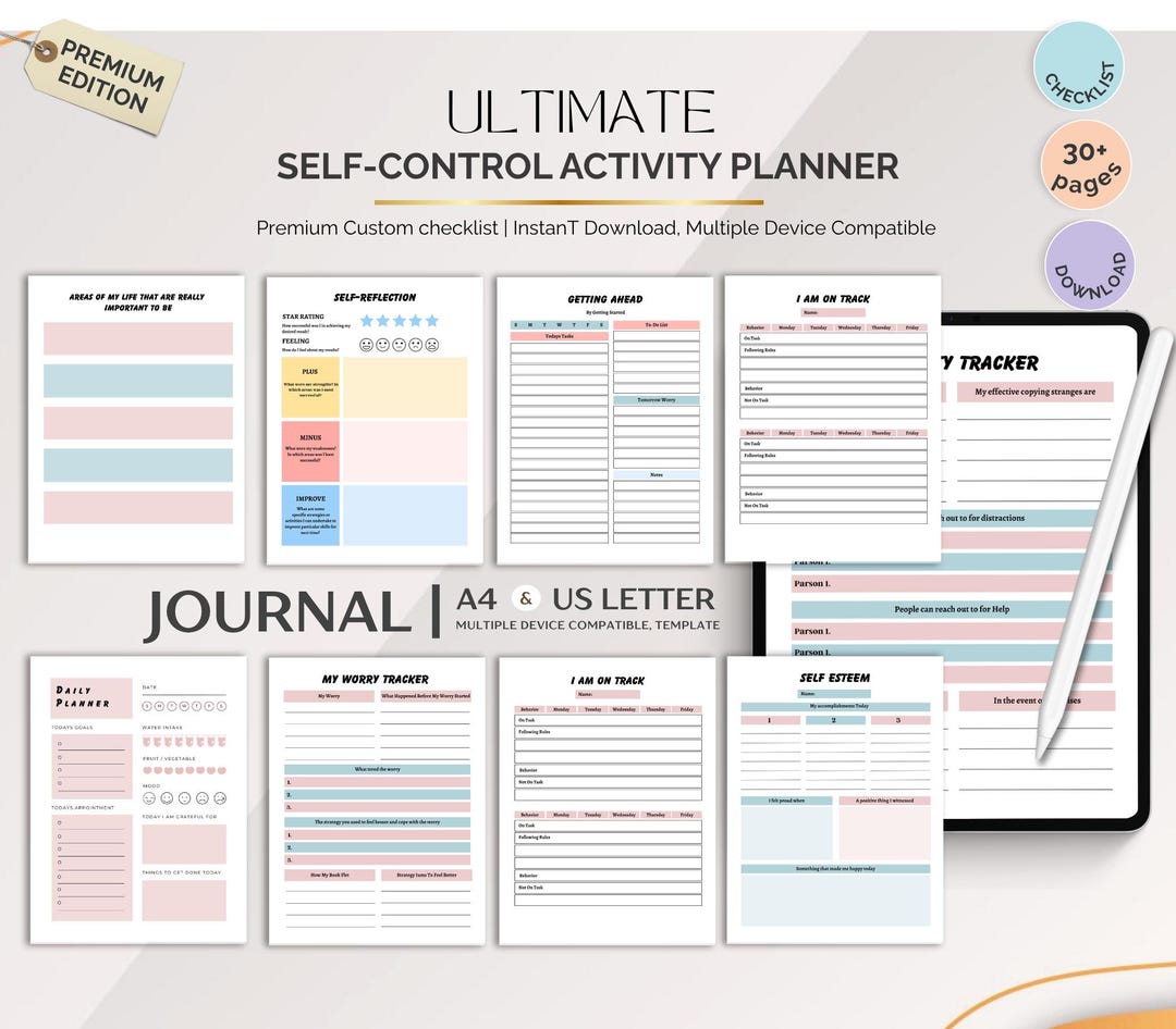 Self-control Activity Planner Printable and Digital | Emotional ...