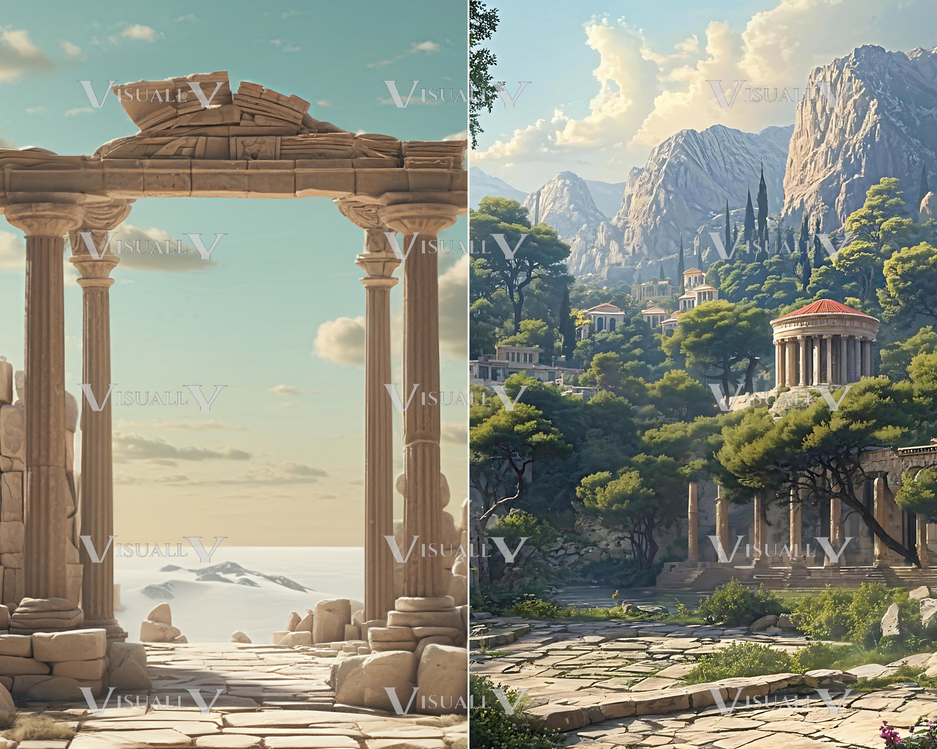 Antique Greece, Roman, Ancient Ages Digital Background // Backdrop ...