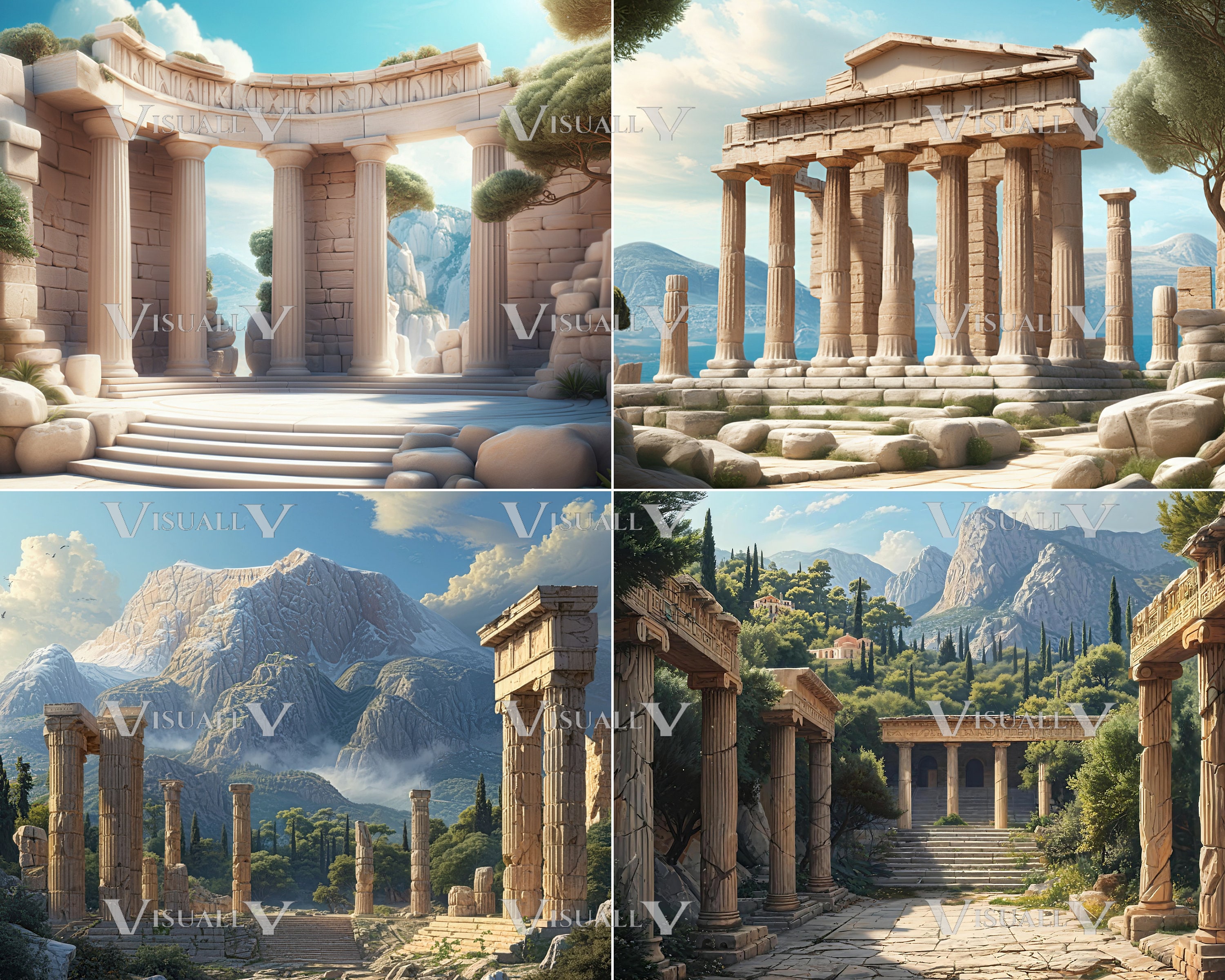 Antique Greece, Roman, Ancient Ages Digital Background // Backdrop ...