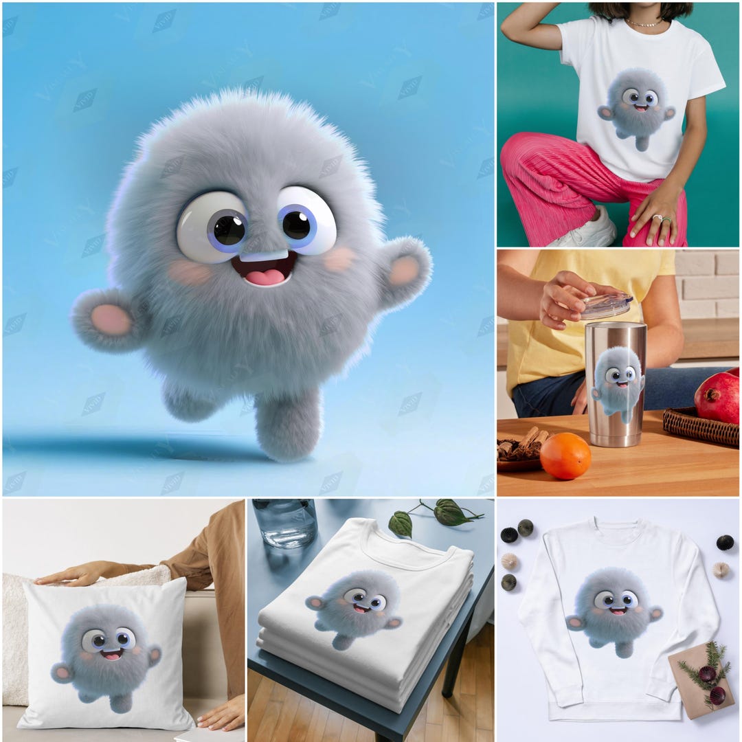 Cute Blue Fluffy Character PNG – Kawaii Digital Art Clipart / Plush ...