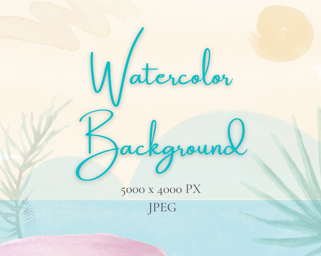 Digital Beach Watercolor Background Mockup, Digital Background for ...