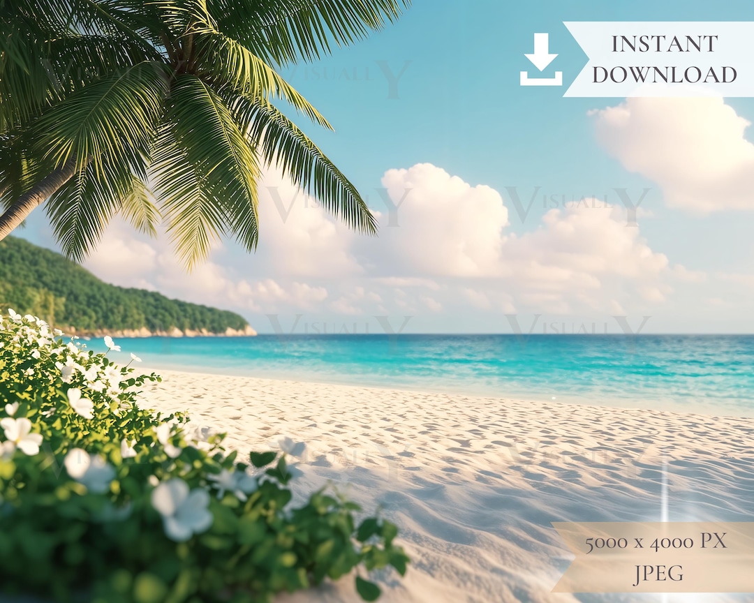 Digital Beach Background, Sea Backdrop, Summer Trees, Summer Sunset ...