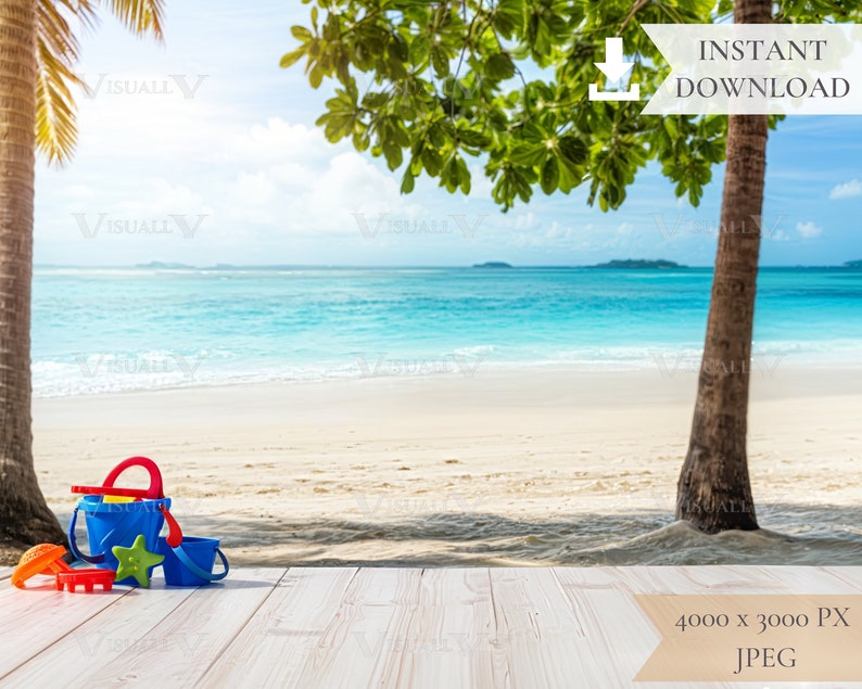 Digital Beach Background Collection, Sea Digital Background, Digital ...