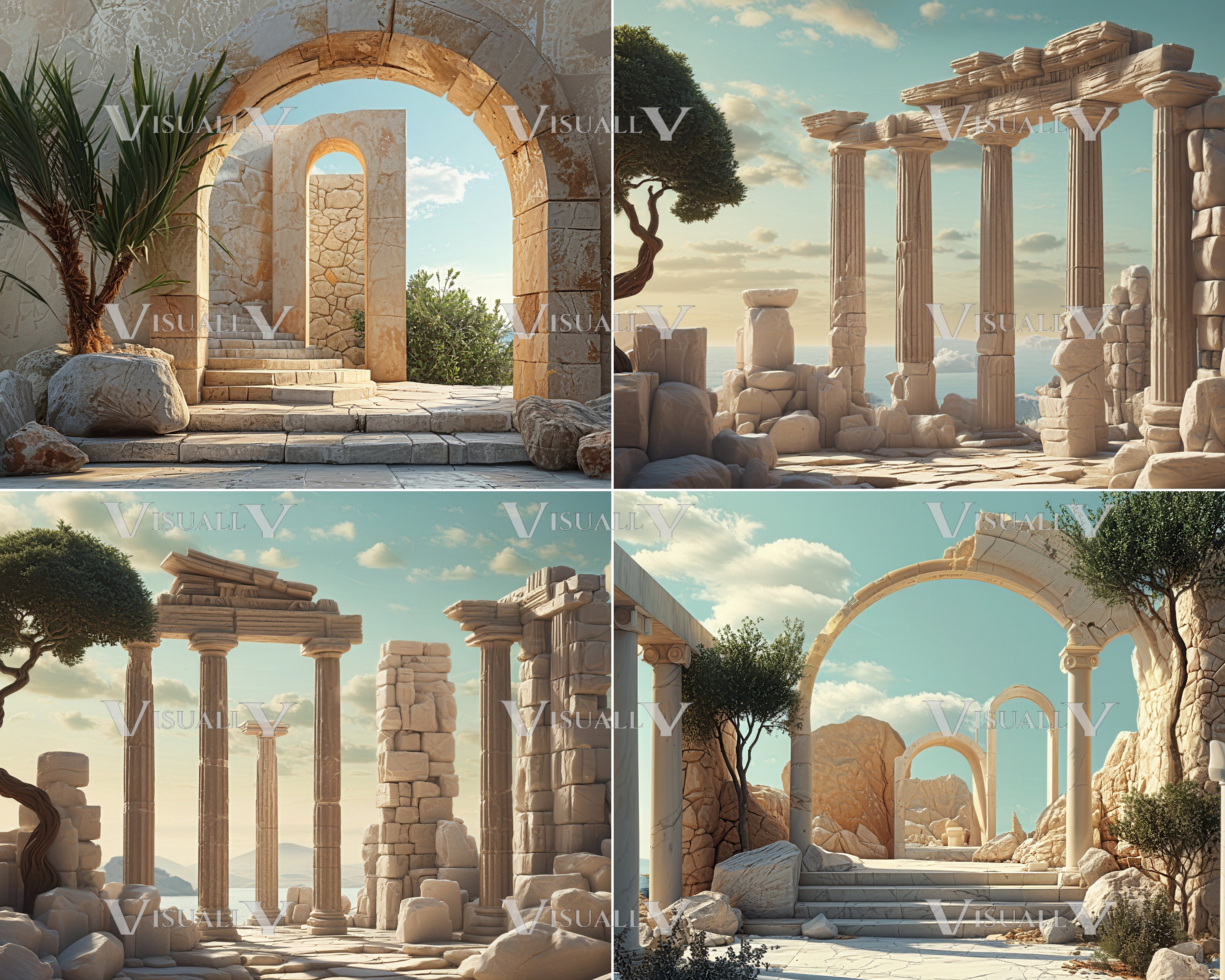 Antique Greece, Roman, Ancient Ages Digital Background // Backdrop ...