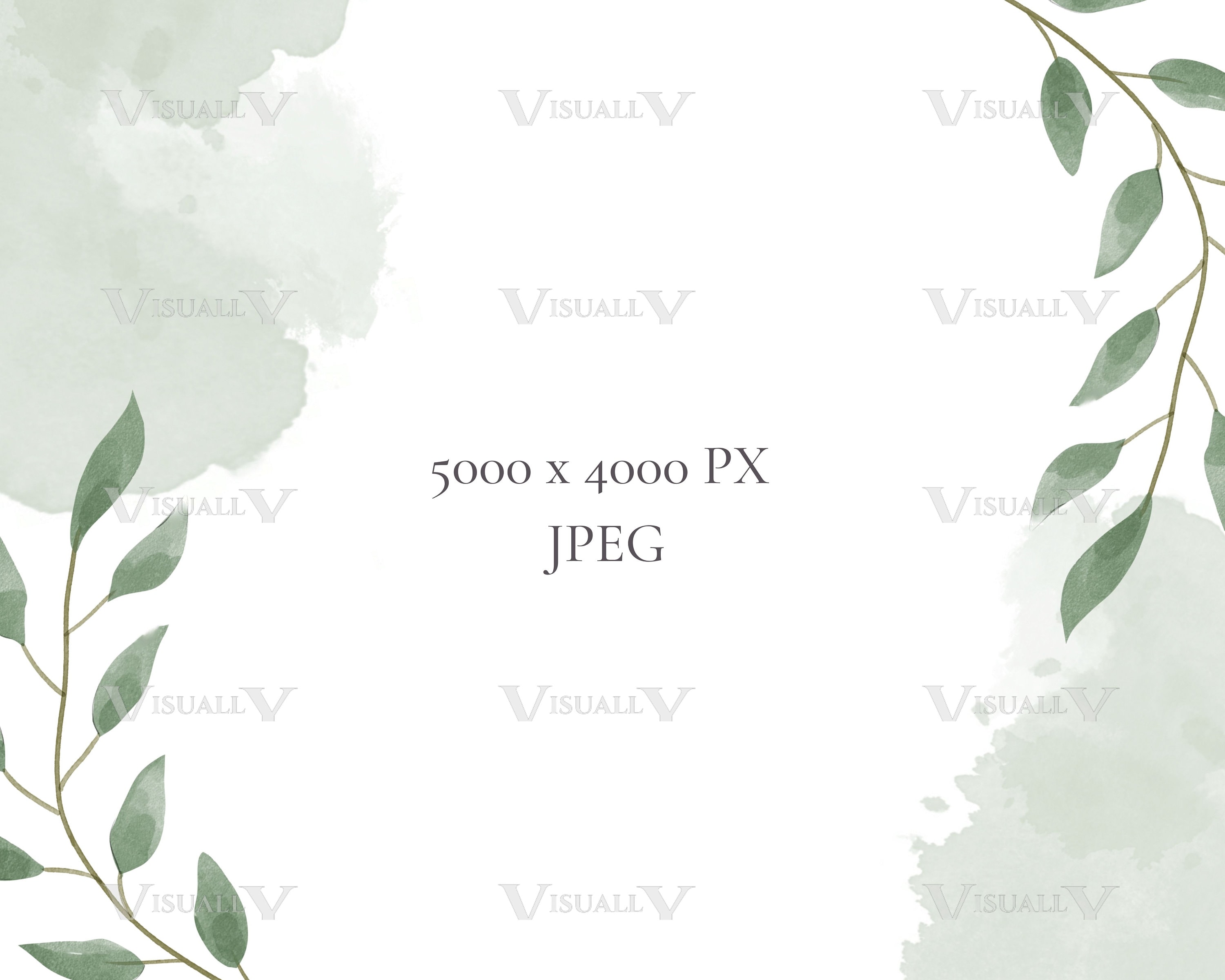 Digital Download, Digital Background, Leafy Border Watercolor, Soft ...