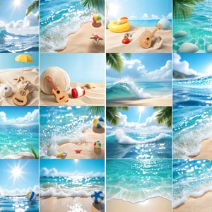 Playful Beach FULL Pack // Digital Background // Backdrop // Summer JPG ...
