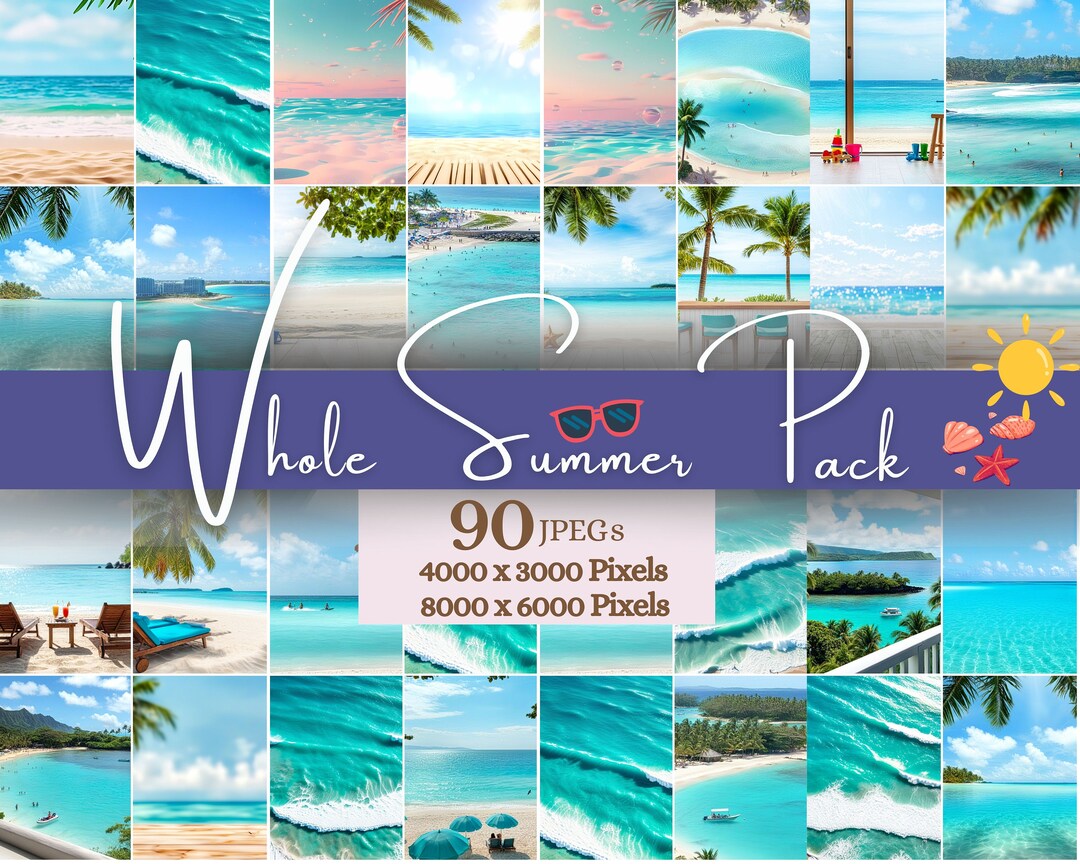 Whole Summer Pack // Digital Background // Backdrop // Summer JPG ...