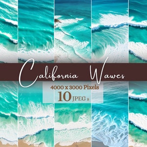 California Waves Background Collection, Digital Background for Product ...