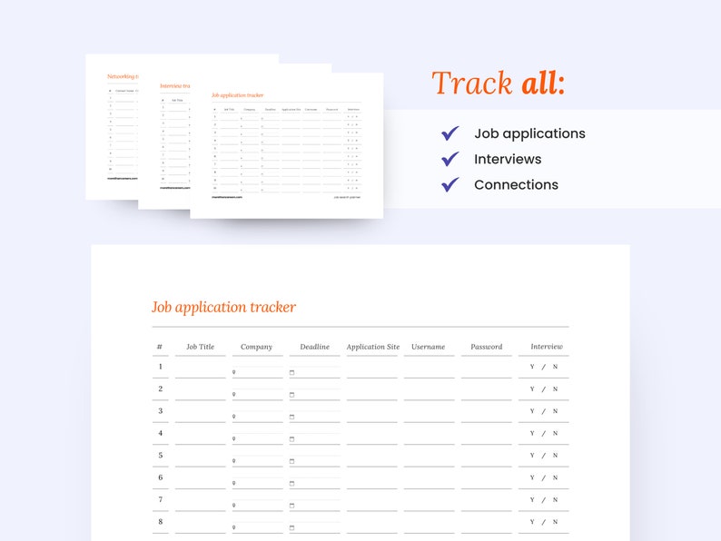 Job Search Tracker, Printable Trackers Job Application Tracker ...
