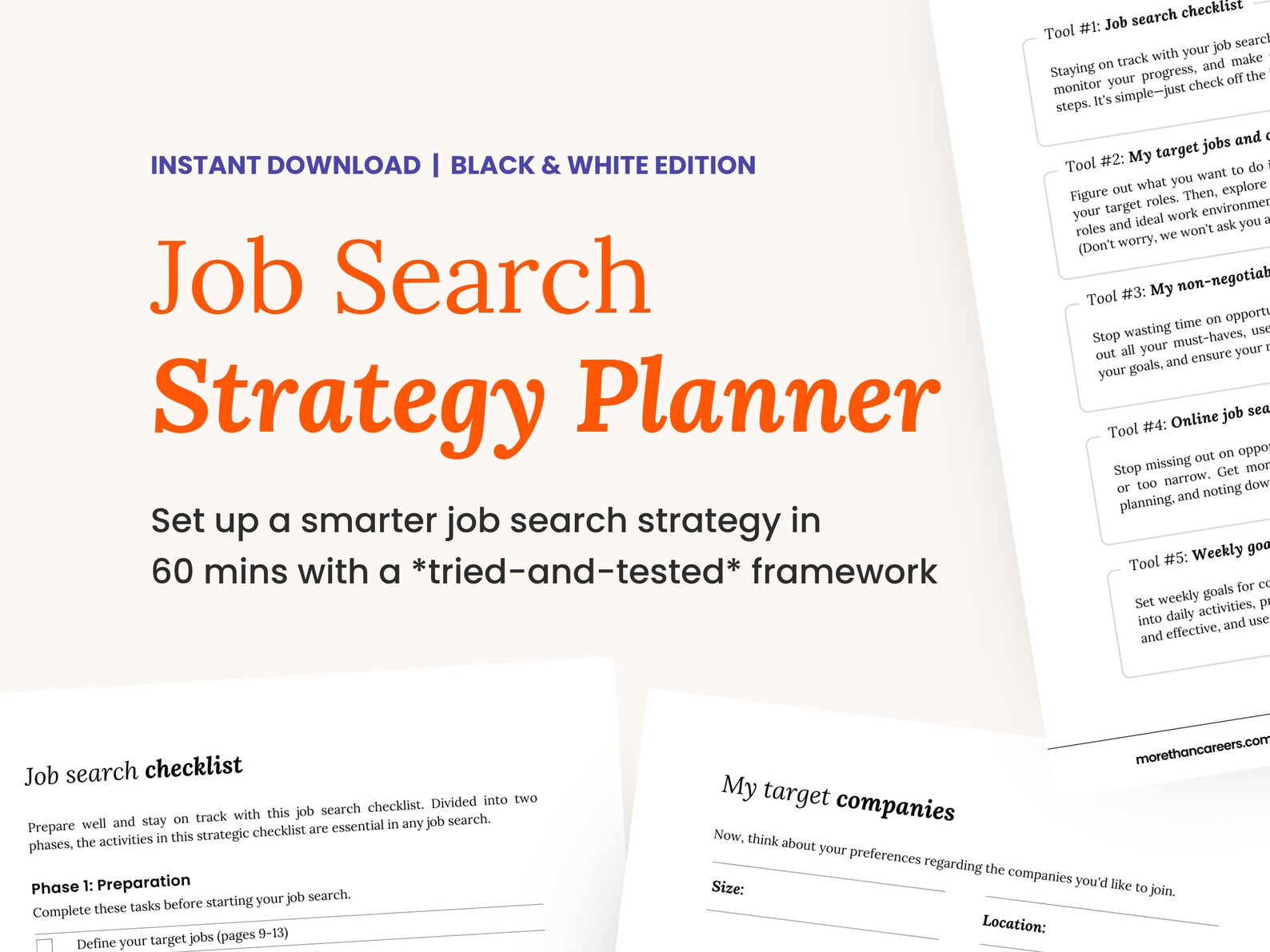 Printable Job Search Strategy Planner, Minimalist Job Search Planner ...