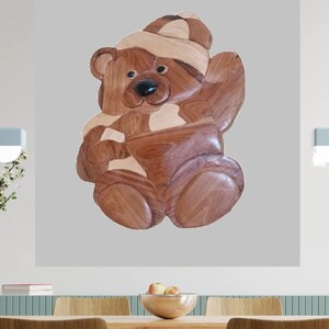 Beautiful Wooden Teddy Bear, Wall Hanging Art, Modern Art, Wall Decals ...