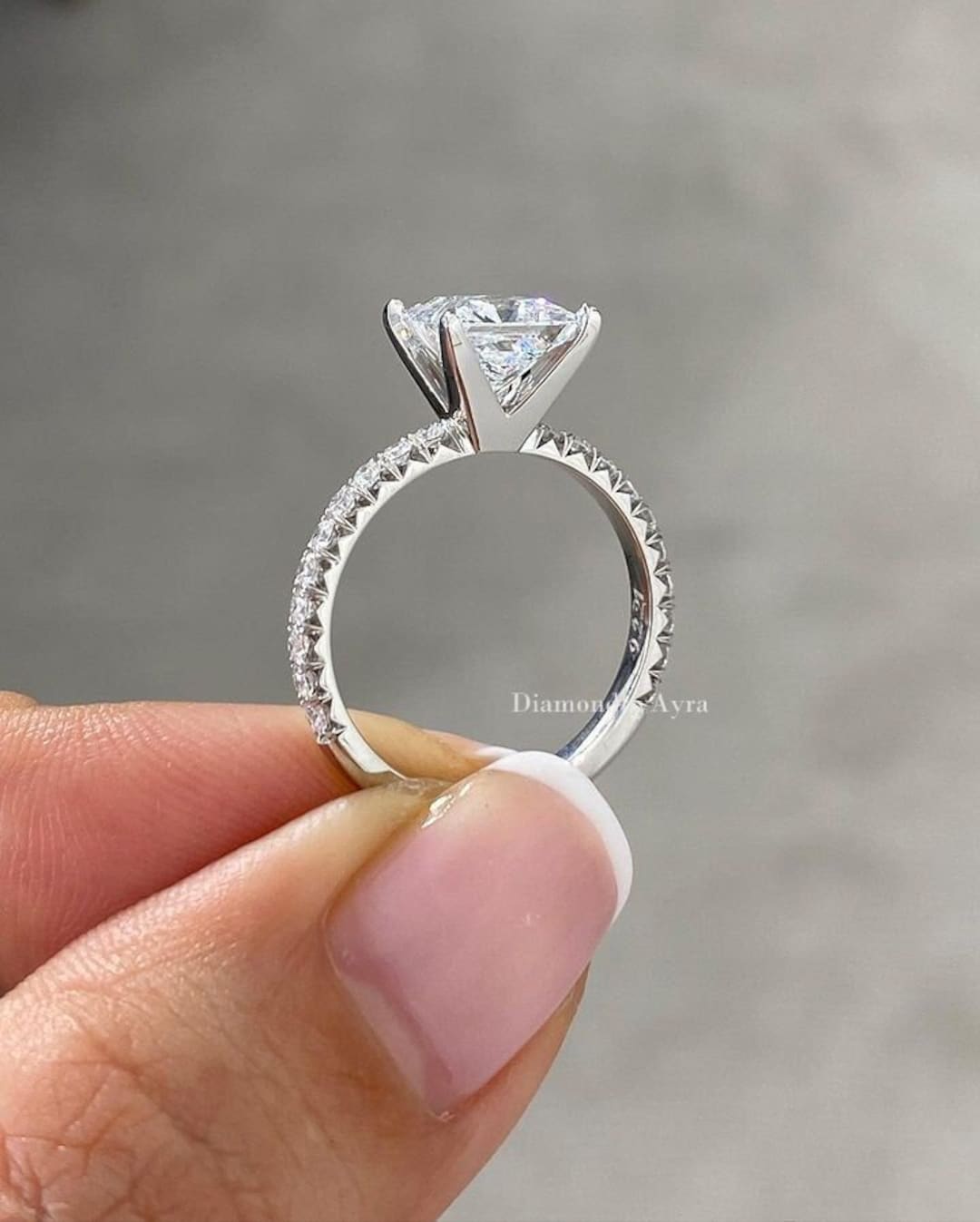 3 CT Princess Cut Moissanite Engagement Ring 14K Gold Princess Cut ...