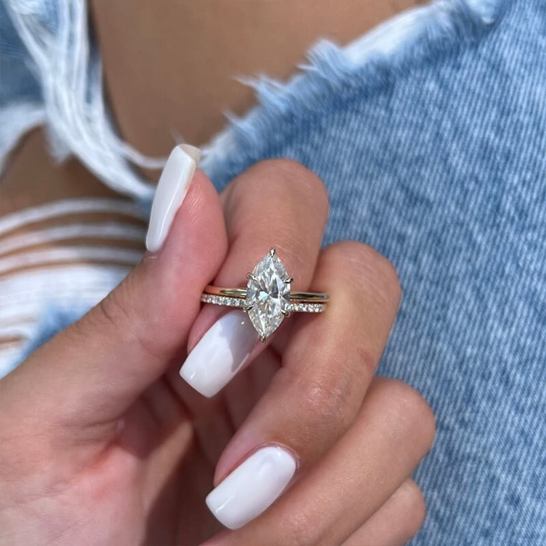 2.5 CT Marquise Wedding Ring Set Marquise Cut Moissanite Engagement ...