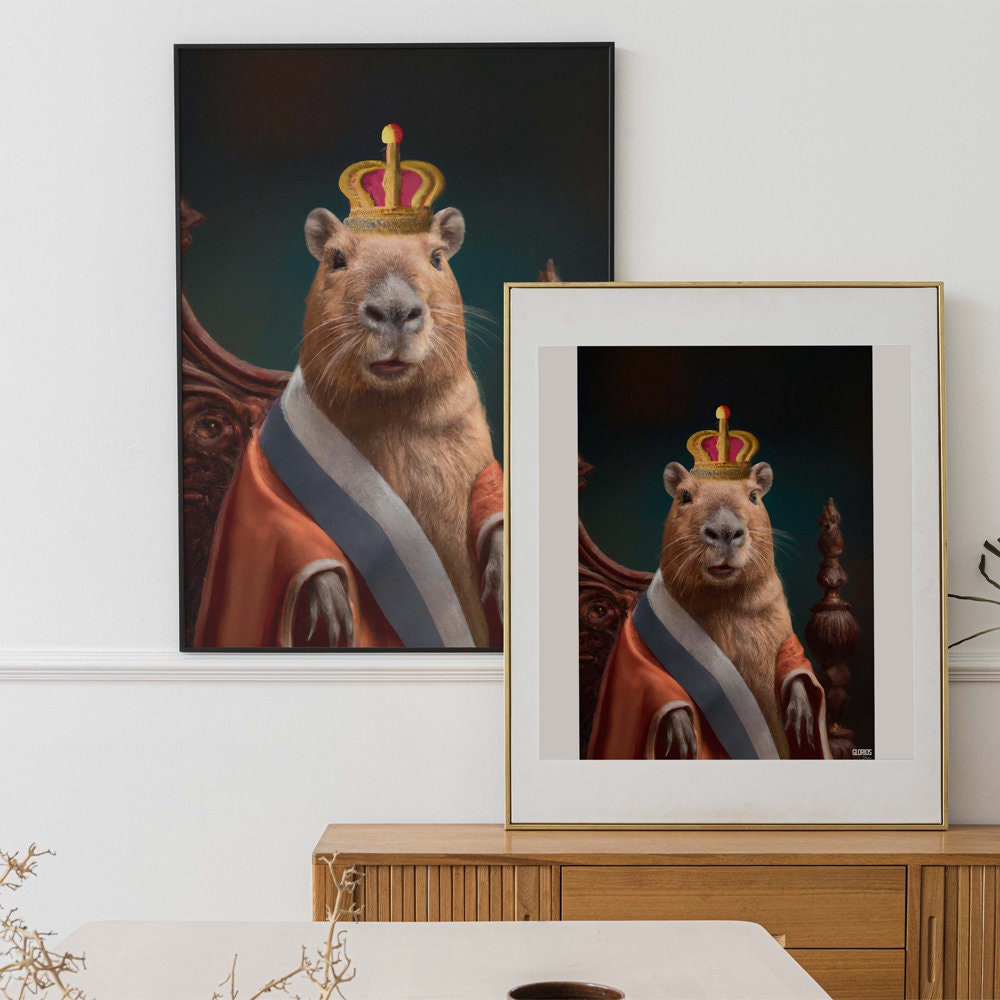 King Capybara Poster, Wall Art, High Quality Poster sold by Thien | SKU ...