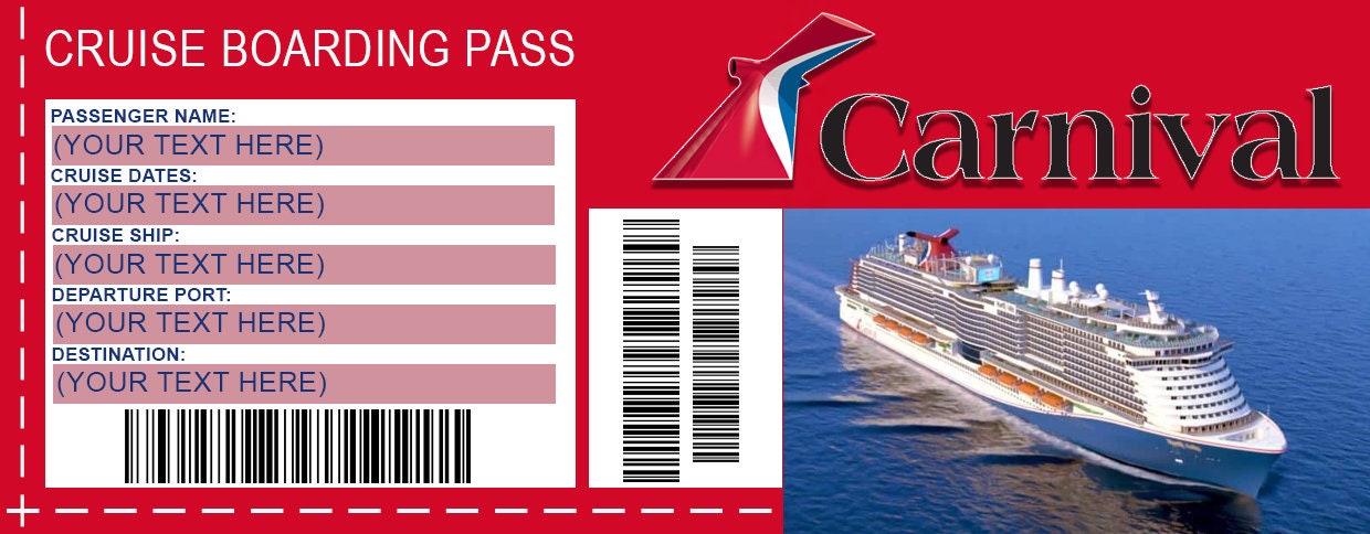 Carnival Cruises CUSTOMIZE Boarding Pass as Gift - Etsy