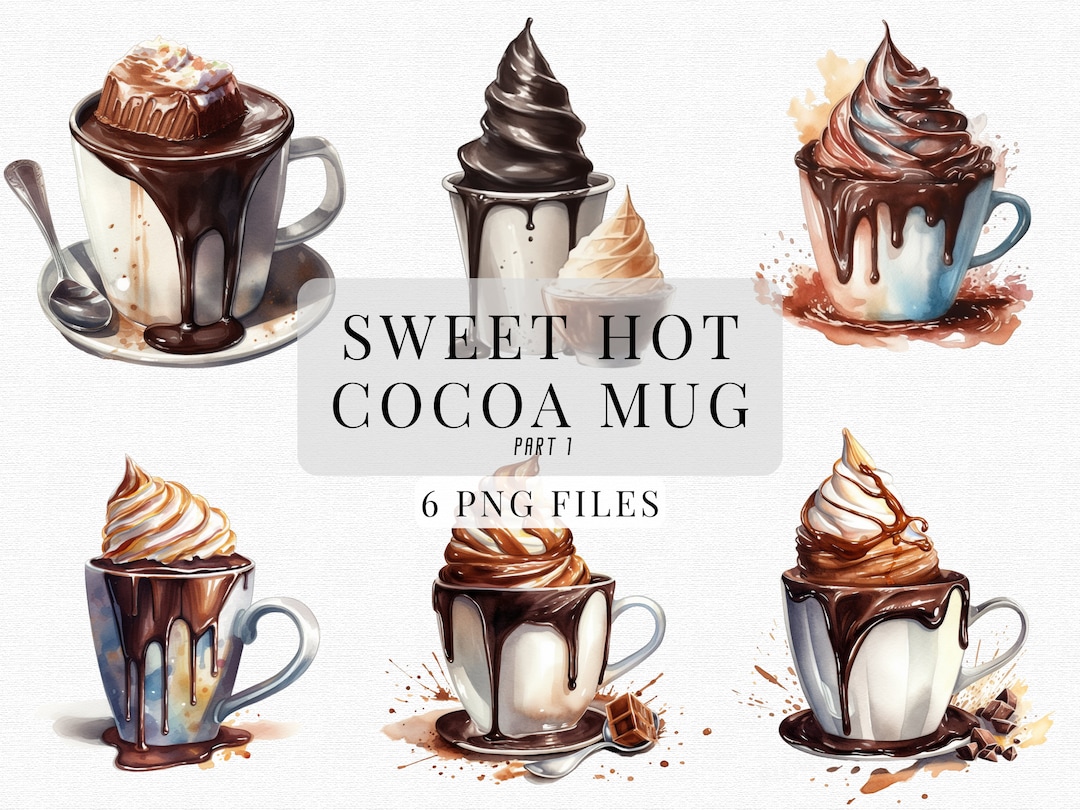 Watercolor Sweet Hot Cocoa Mug Clipart, Sweet Hot Cocoa, Scrapbooking ...