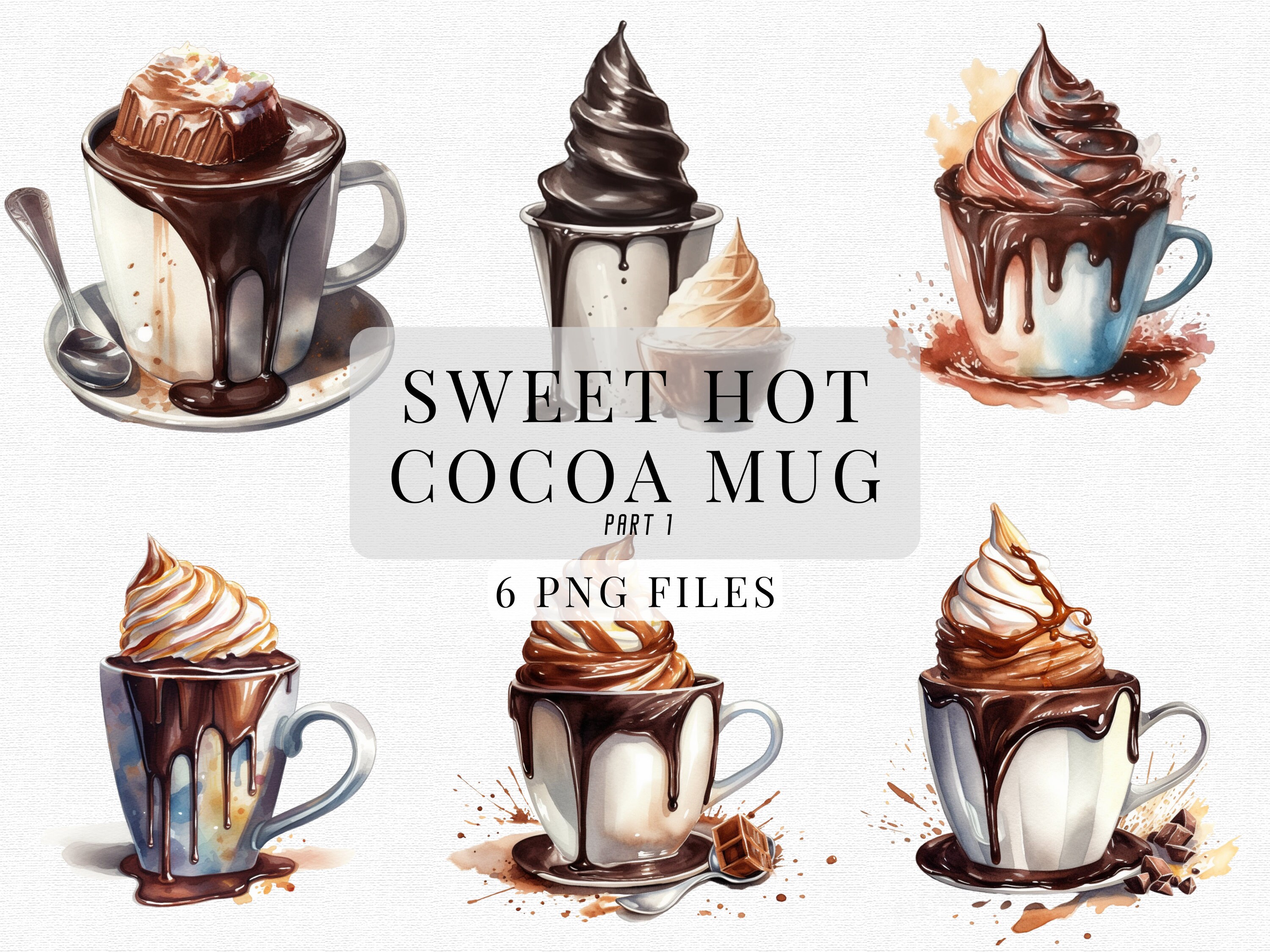 Watercolor Sweet Hot Cocoa Mug Clipart, Sweet Hot Cocoa, Scrapbooking ...