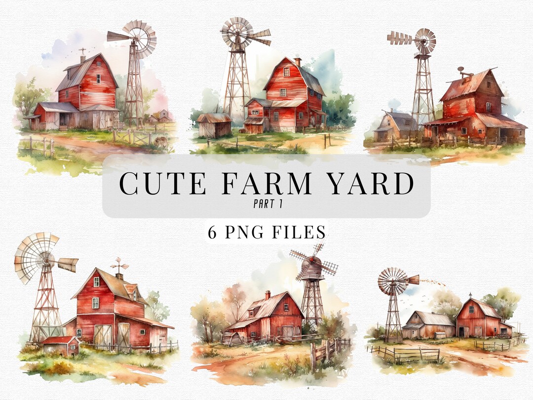 Cute Farm Yard Clipart Farmhouse Clipart Scrapbooking Junk - Etsy