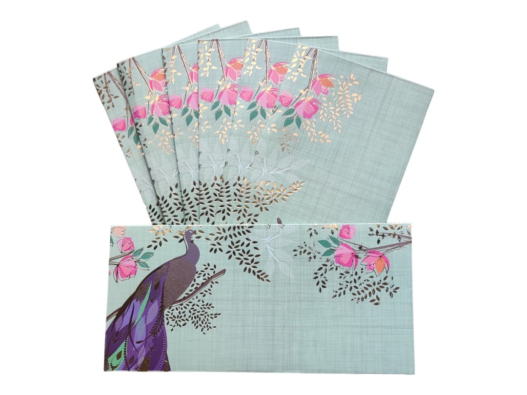 Elegant Peacock Shagun Envelopes With Golden Foil Printing - Green ...