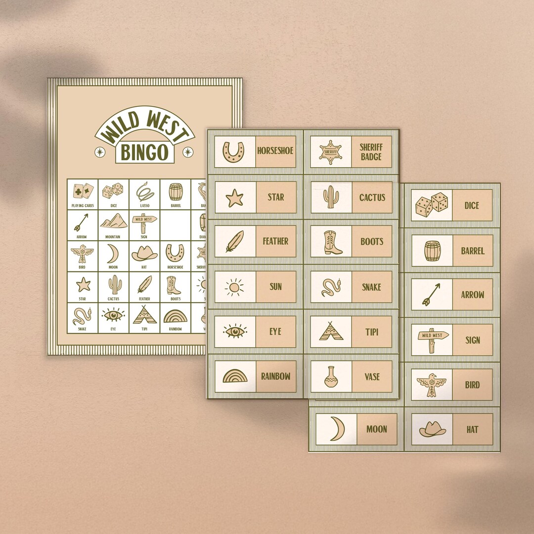 Printable Bingo Wild West Party Game Birthday Party Kids Game Digital ...