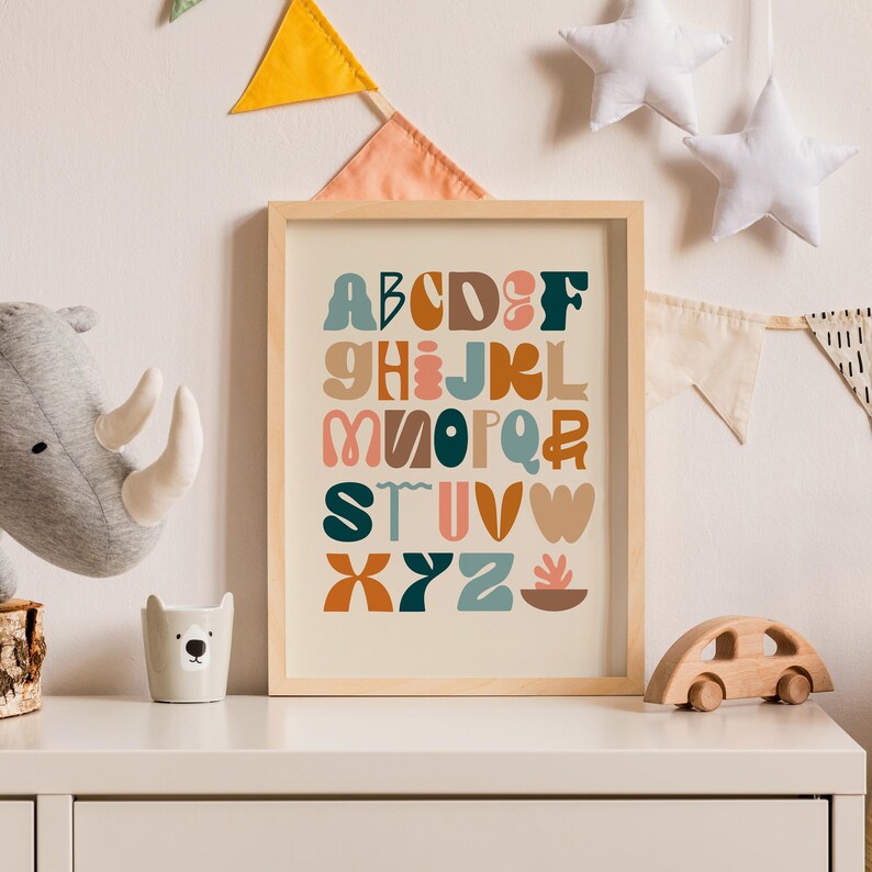 Printable English Alphabet Poster Cool Colours ABC Poster Montessori ...