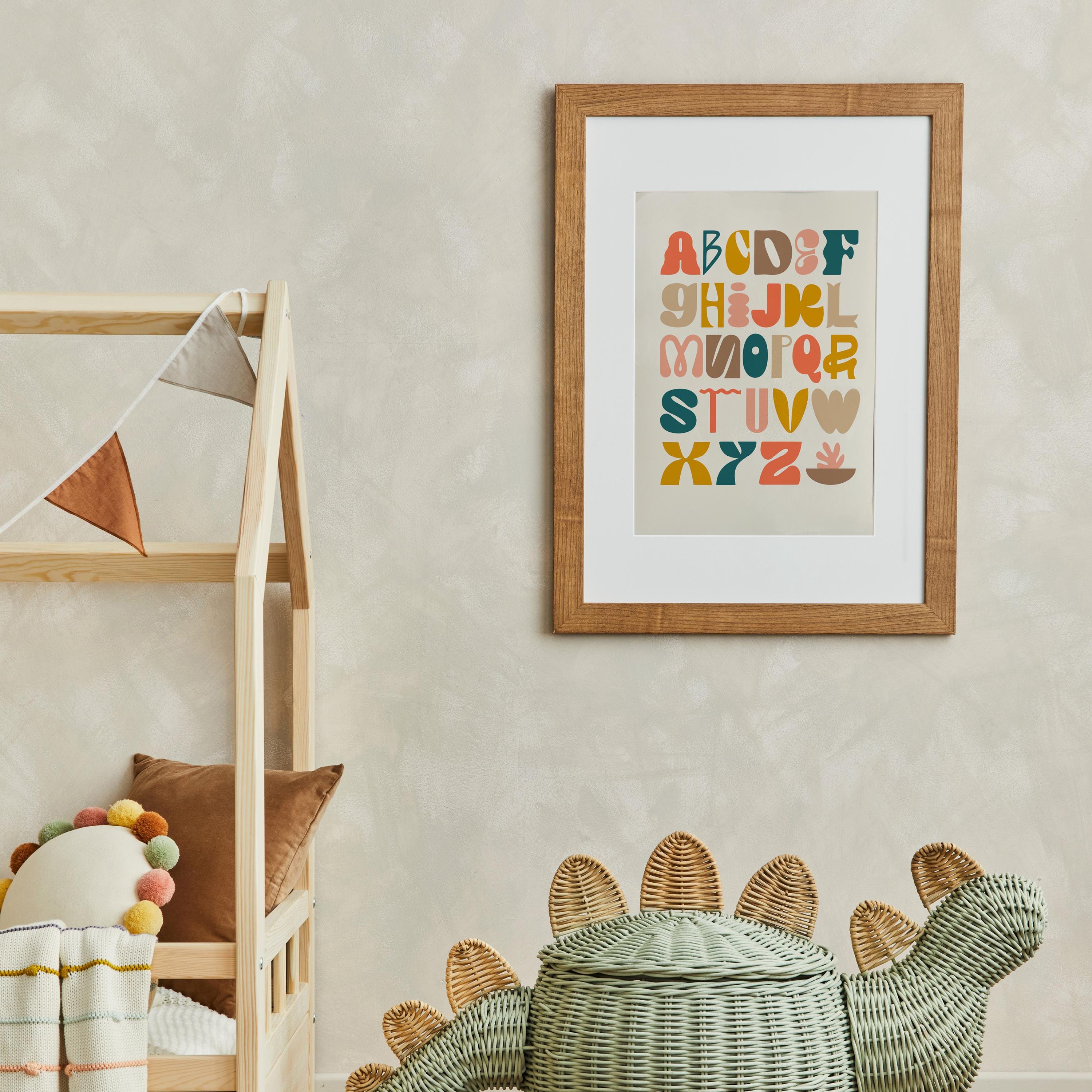 Printable English Alphabet Poster Warm Colours ABC Poster Montessori ...