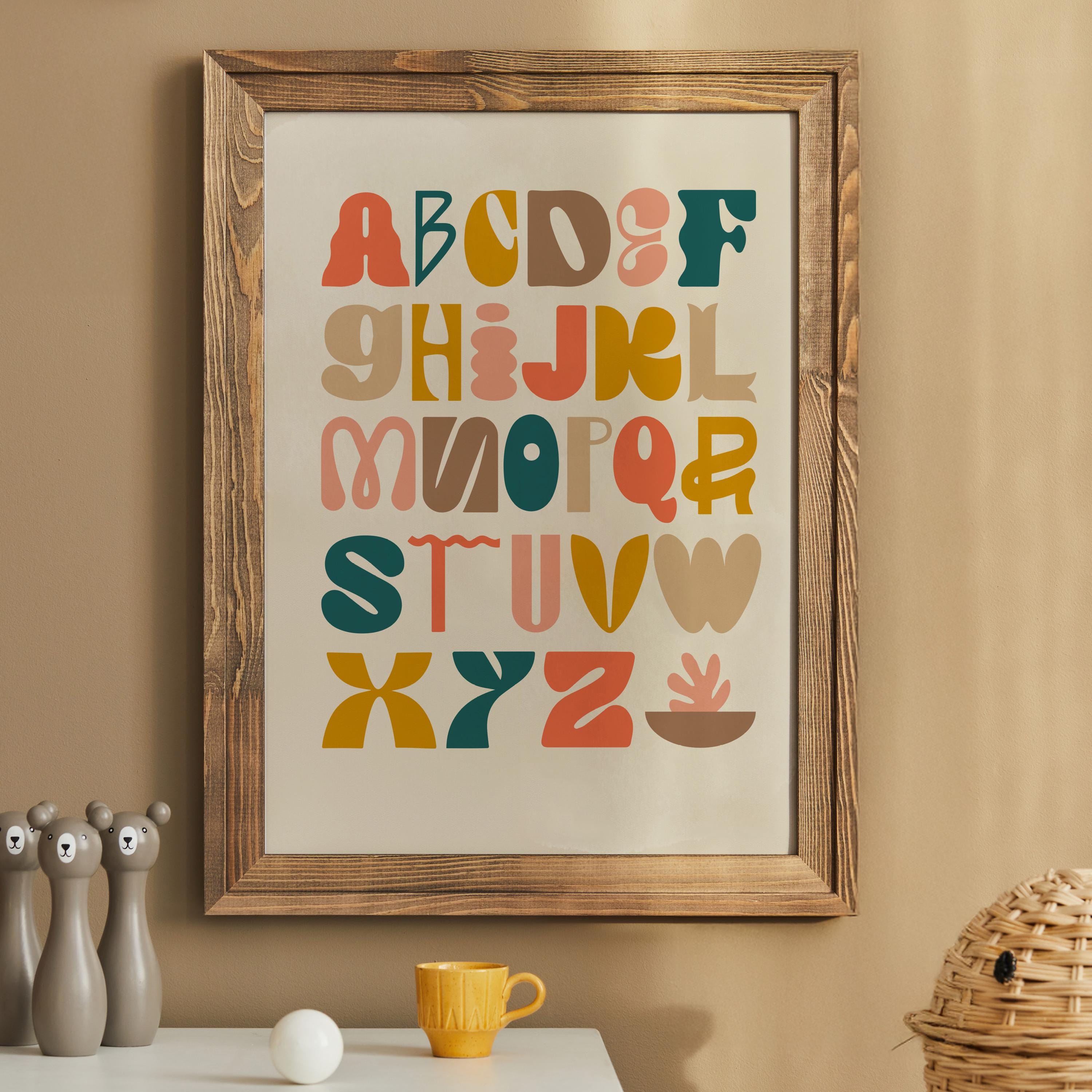 Printable English Alphabet Poster Warm Colours ABC Poster Montessori ...