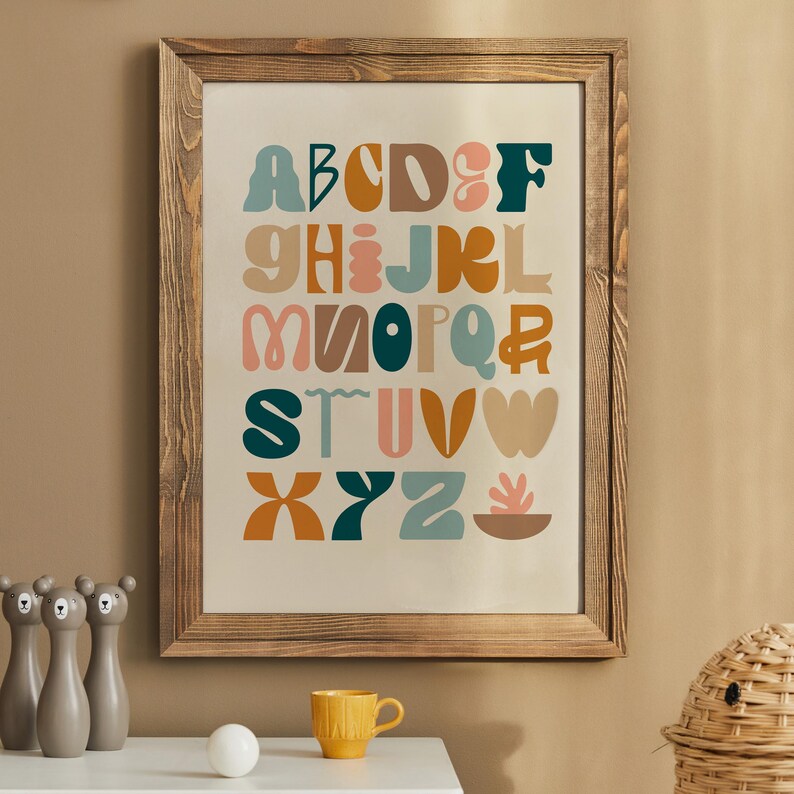 Printable English Alphabet Poster Cool Colours ABC Poster Montessori ...