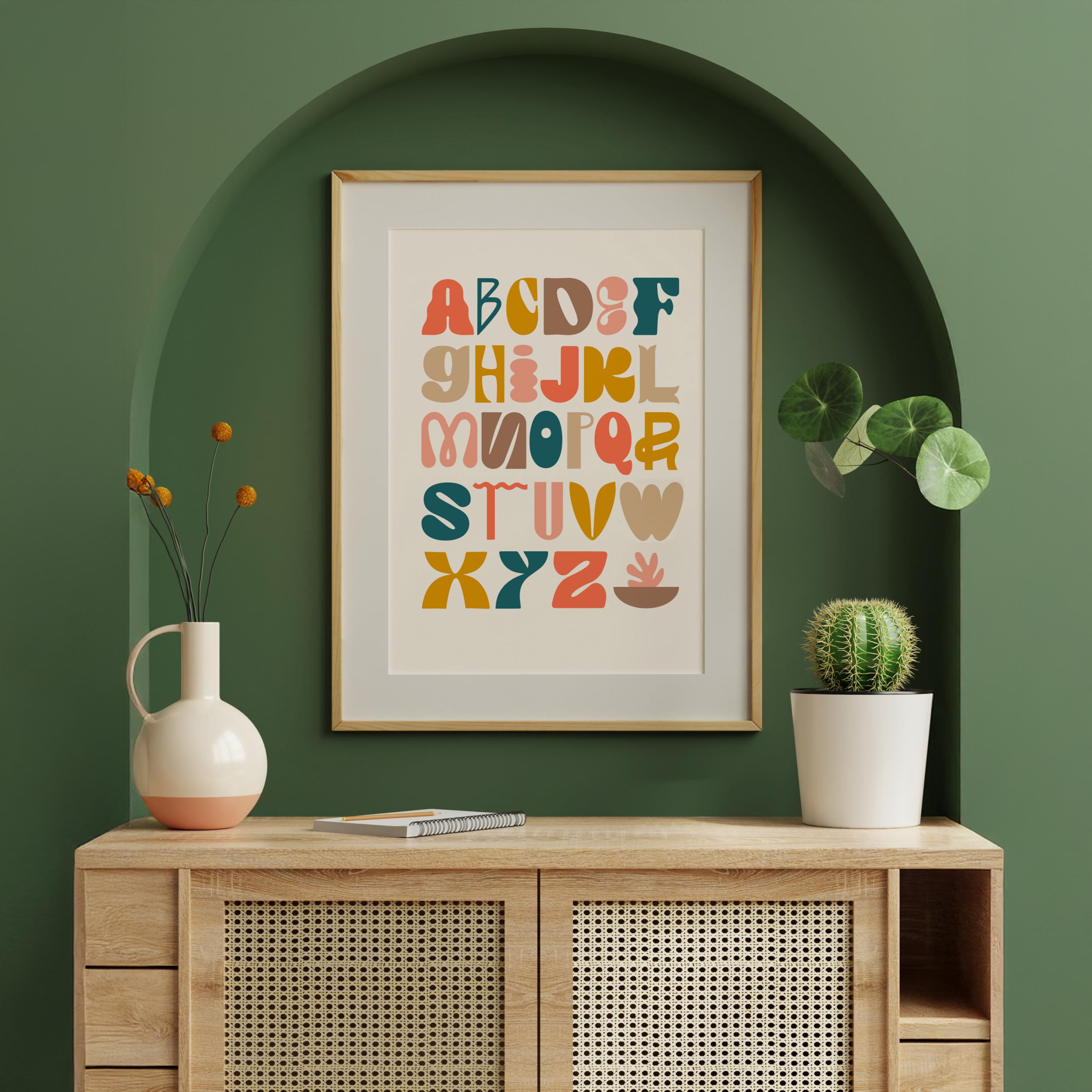 Printable English Alphabet Poster Warm Colours ABC Poster Montessori ...