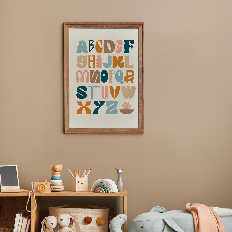 Printable English Alphabet Poster Cool Colours ABC Poster Montessori ...