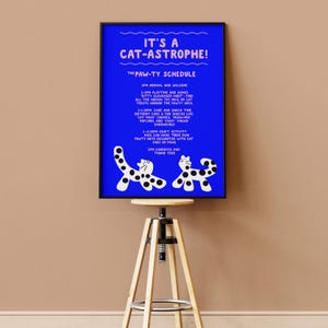 Editable Cat Birthday Welcome Poster: Pawty Party Decor (digital ...