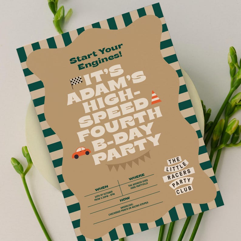 Editable Birthday Car Invite Cars Lightning Invitation Race Car Invite ...