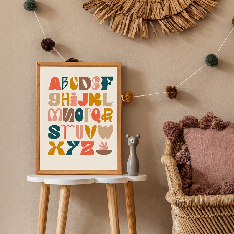 Printable English Alphabet Poster Warm Colours ABC Poster Montessori ...