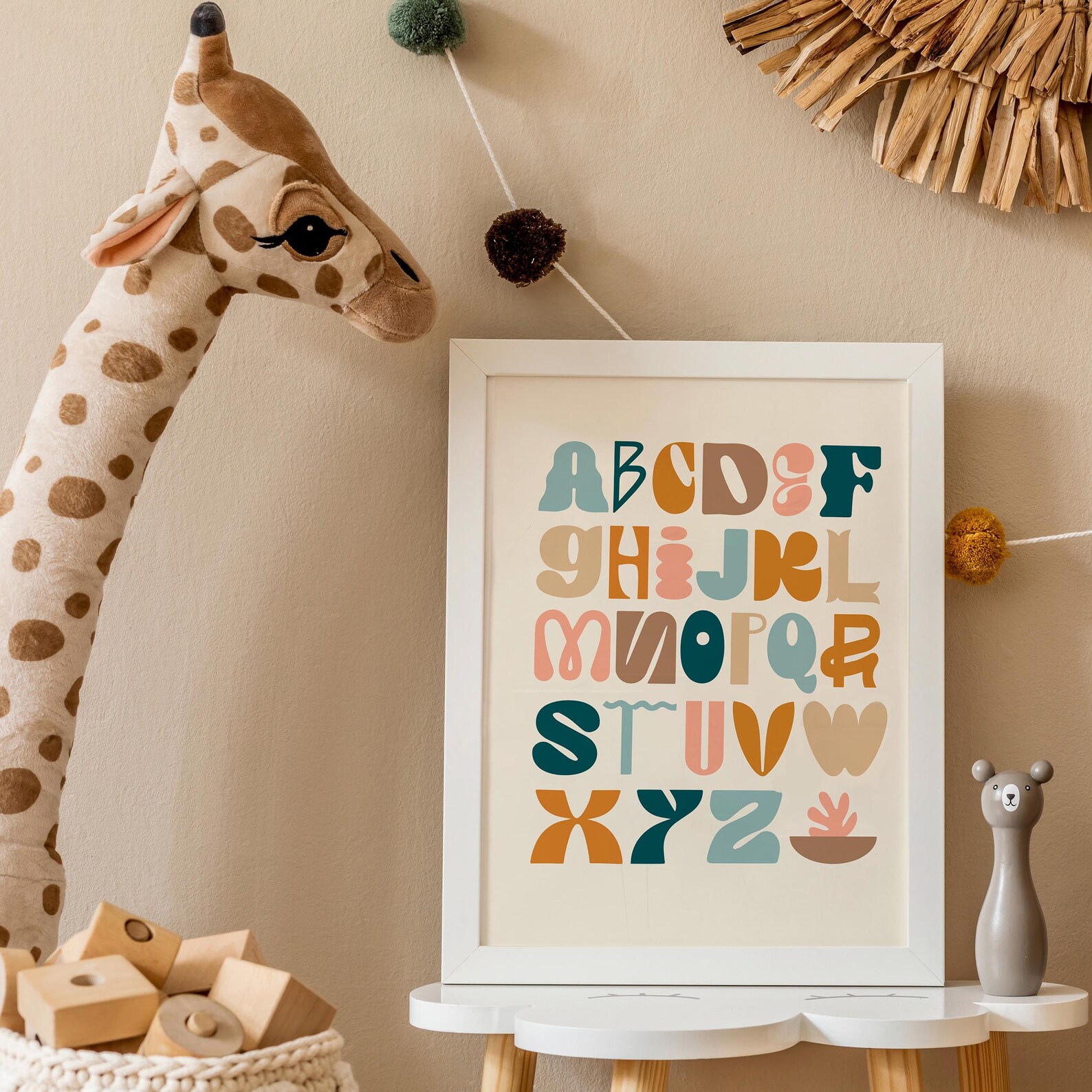 Printable English Alphabet Poster Cool Colours ABC Poster Montessori ...