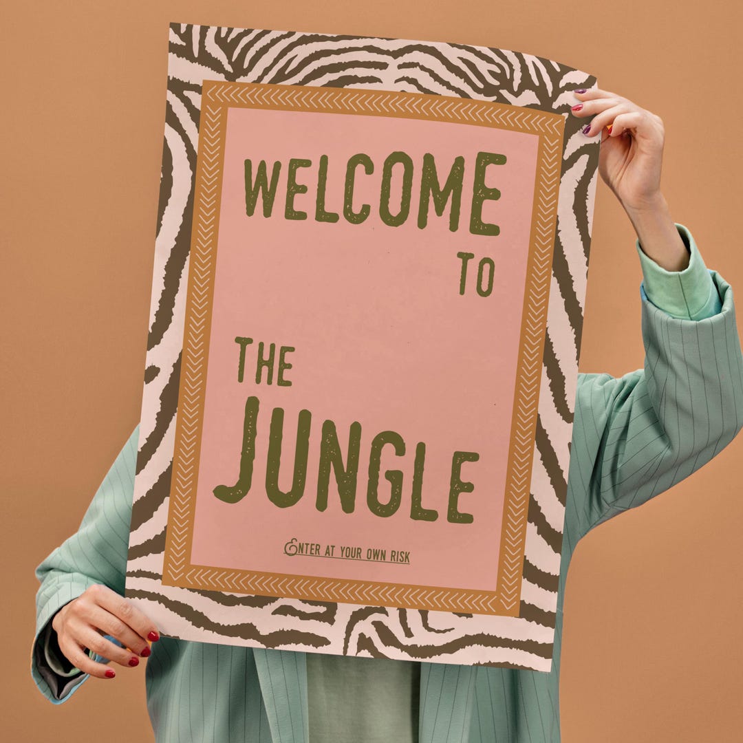Printable Welcome to the Jungle Animals Poster Decor Birthday Party ...