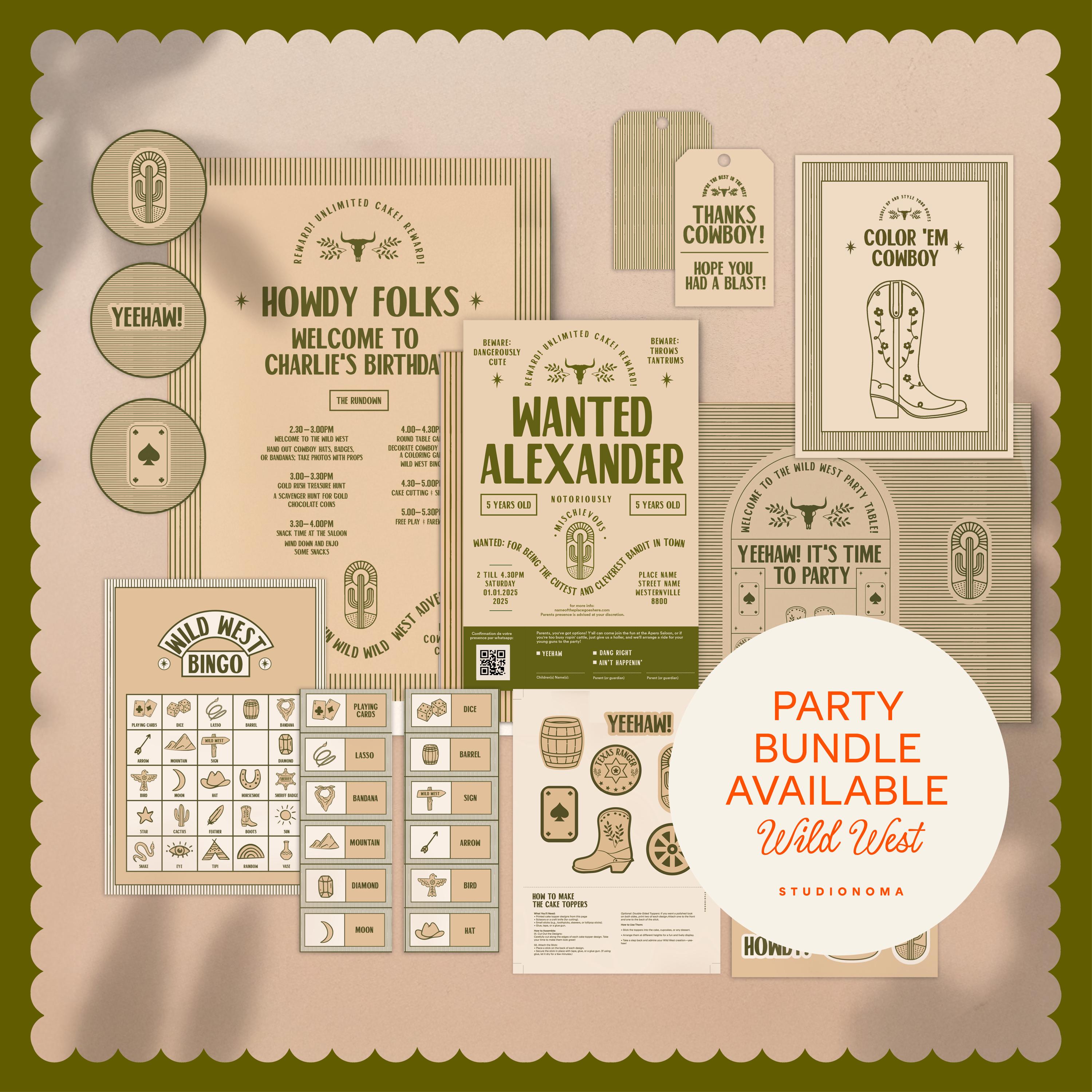 Editable Wild West Welcome Poster Birthday Party Banner Boy Girl ...